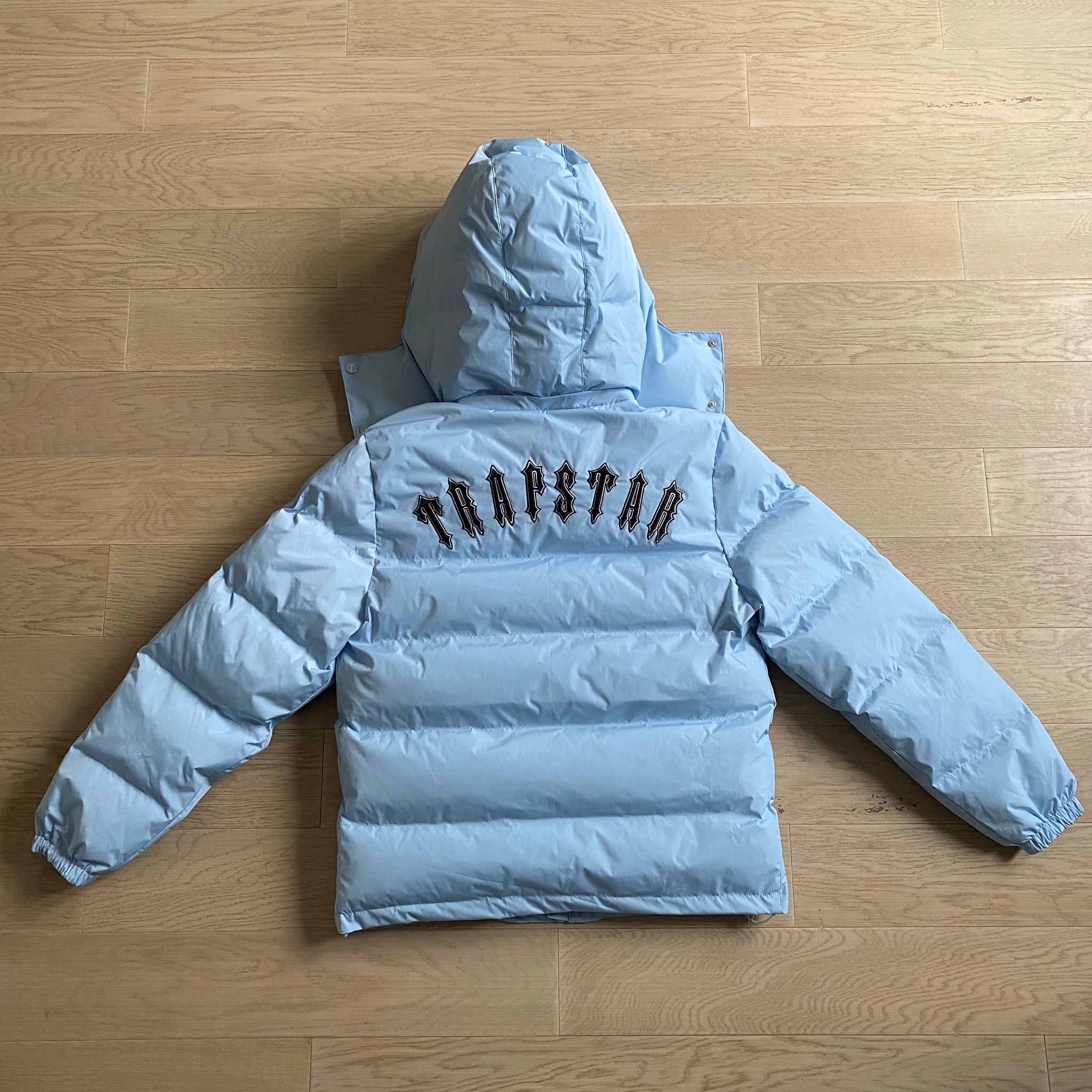 DETACHABLE HOODED PUFFER JACKET - ICE BLUE,Top quality – ROGEDA T